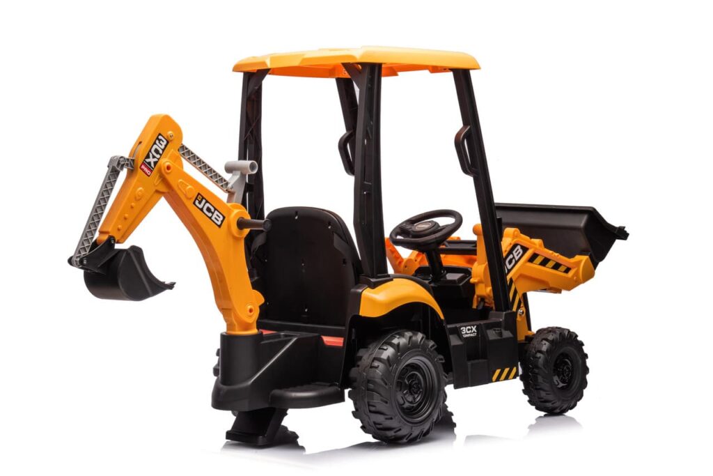 JCB Yellow 12V Electric Ride On Tractor with Loader and Backhoe - Kids ...