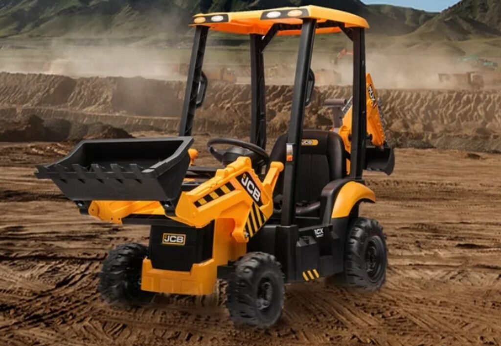 JCB Yellow 12V Electric Ride On Tractor with Loader and Backhoe - Kids ...